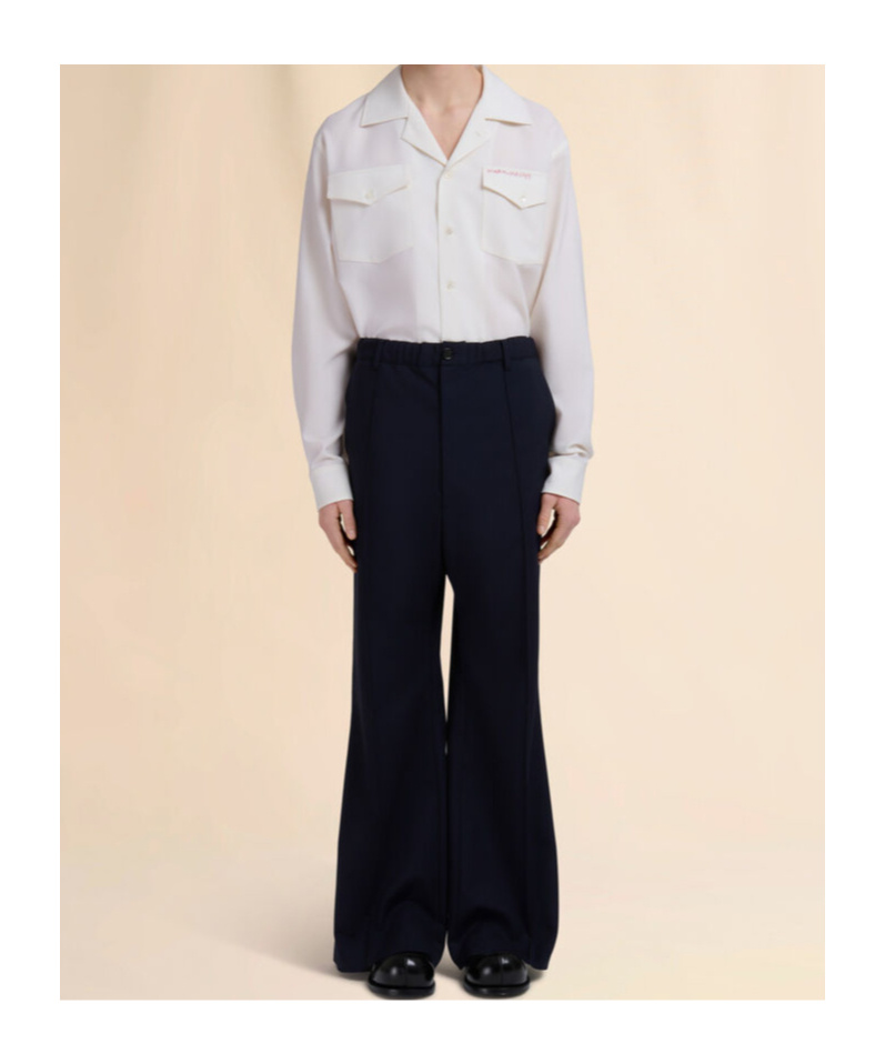 MARNI Marni Stitched Crease Flared Trousers in Tropical Wool